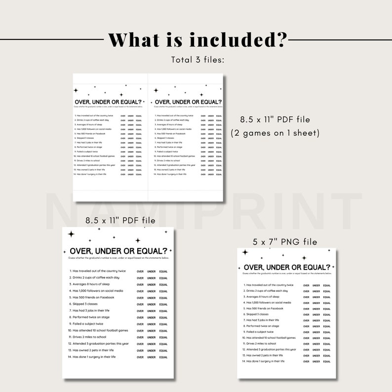 Retro Graduation Party Game, Over Under or Equal Game, Modern 2023 Fun ...