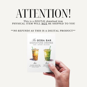Boba Bar Menu Wedding Sign, Signature Drink Sign, Milk Tea Bar Menu ...