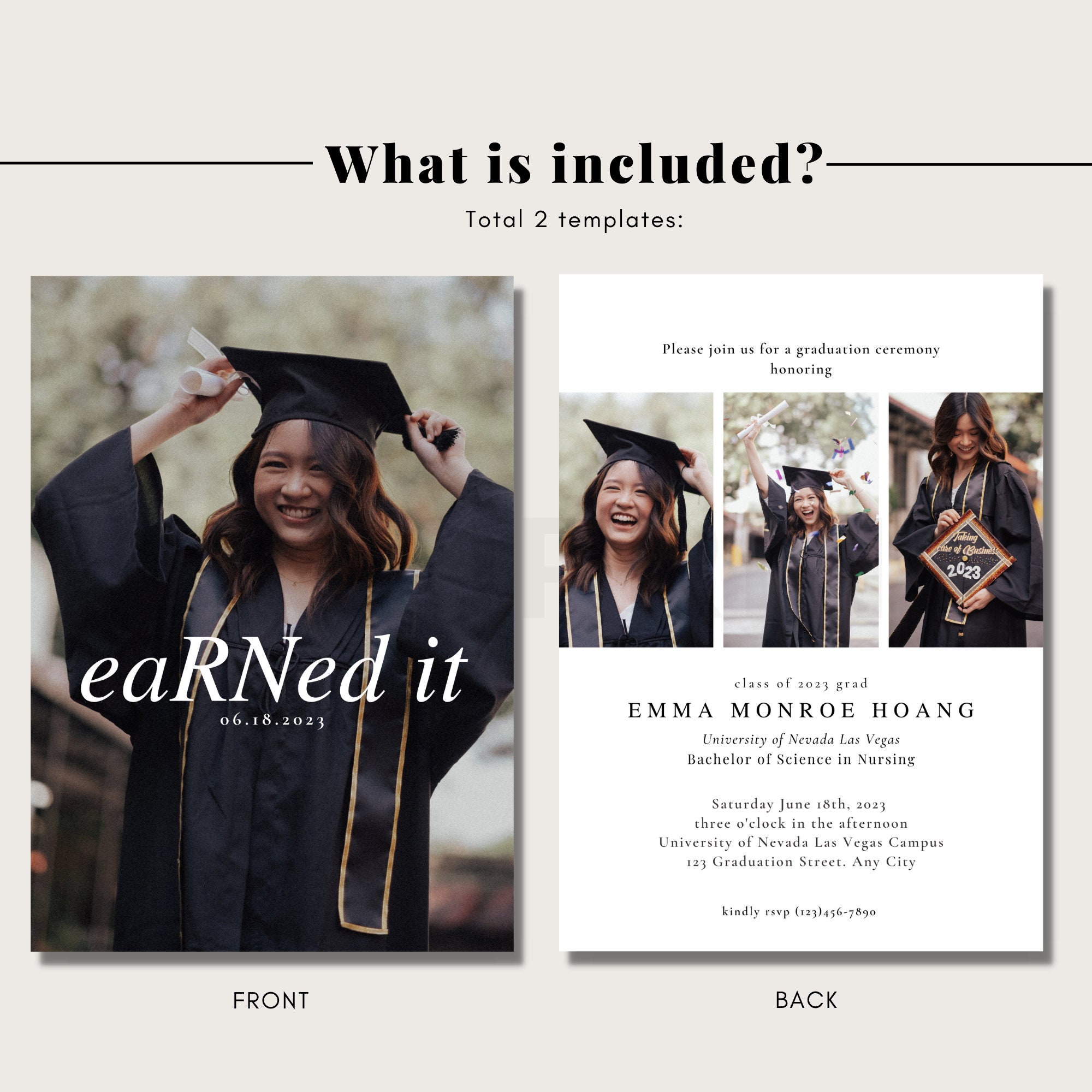 Modern Minimalist Nursing Graduation Announcement Card BSN RN - Etsy