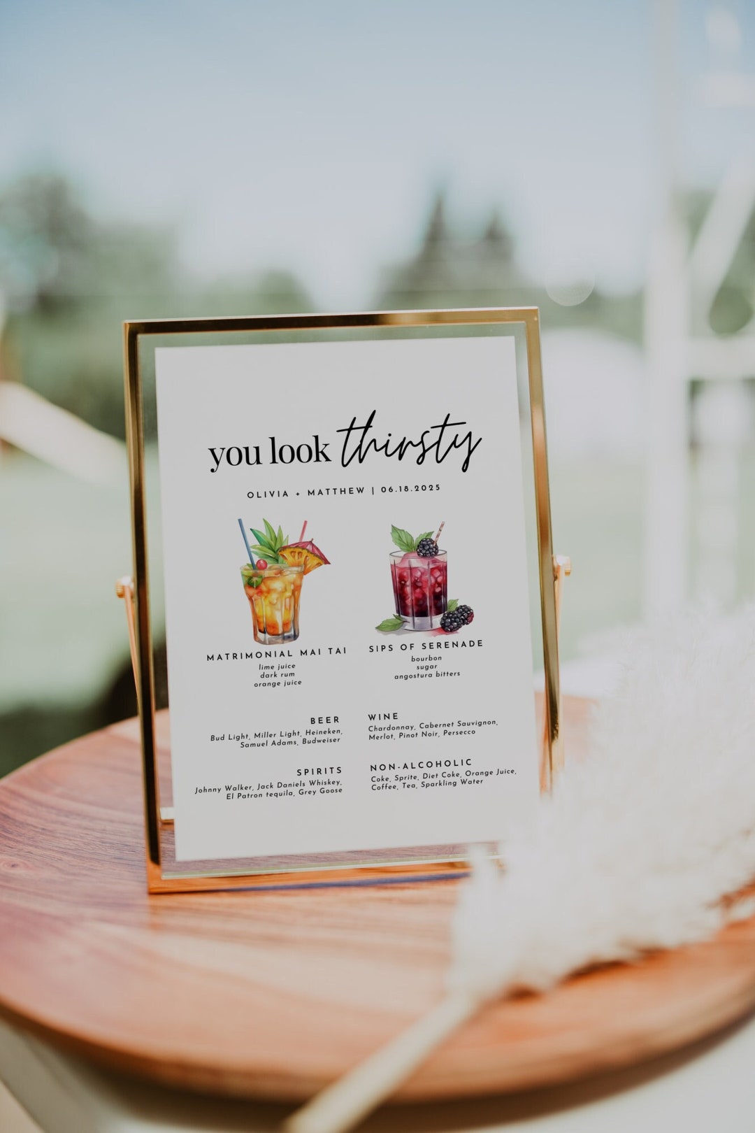 Signature Cocktails Sign Template, Editable Wedding Bar Menu, Printable ...