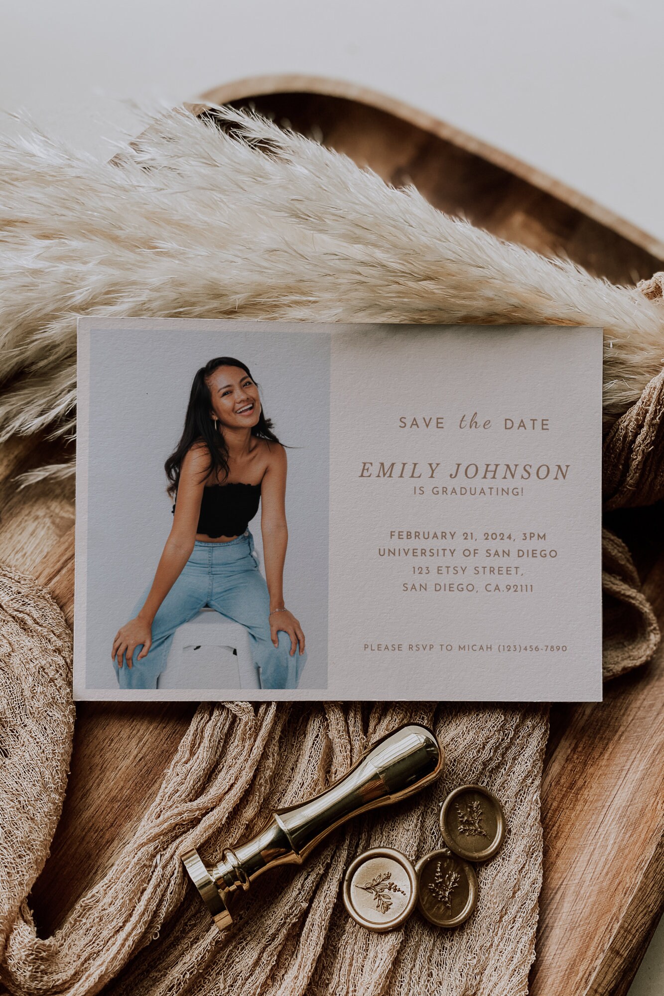Boho Minimalist Save the Date Graduation Ceremony Invitation - Etsy