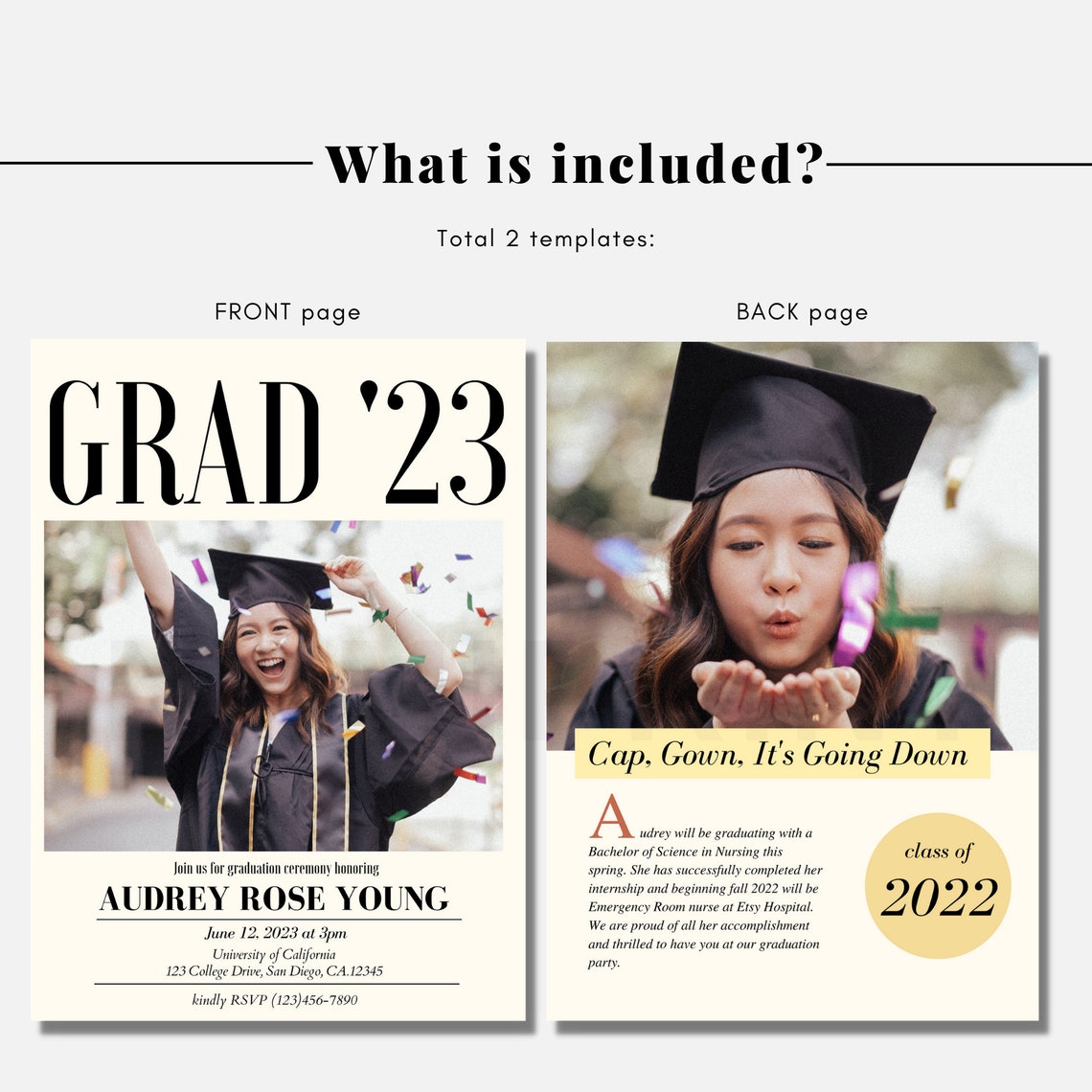 Magazine Cover Graduation Ceremony Invitation Card Template - Etsy