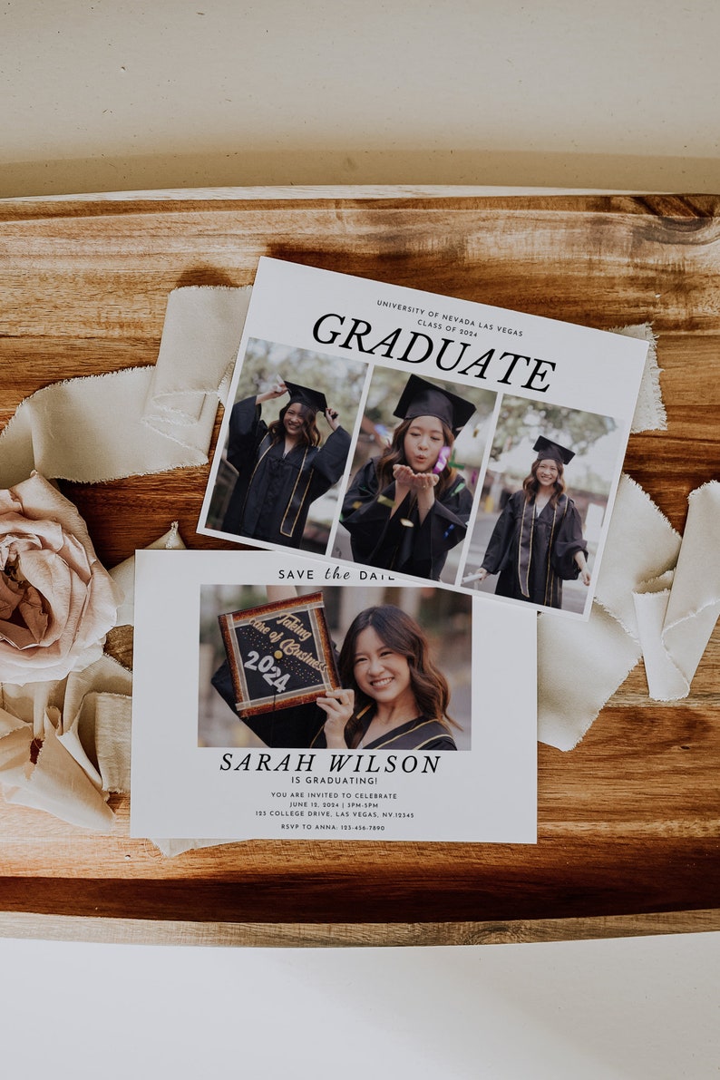 Modern Save the Date Graduation Photo Invitation Card - Etsy