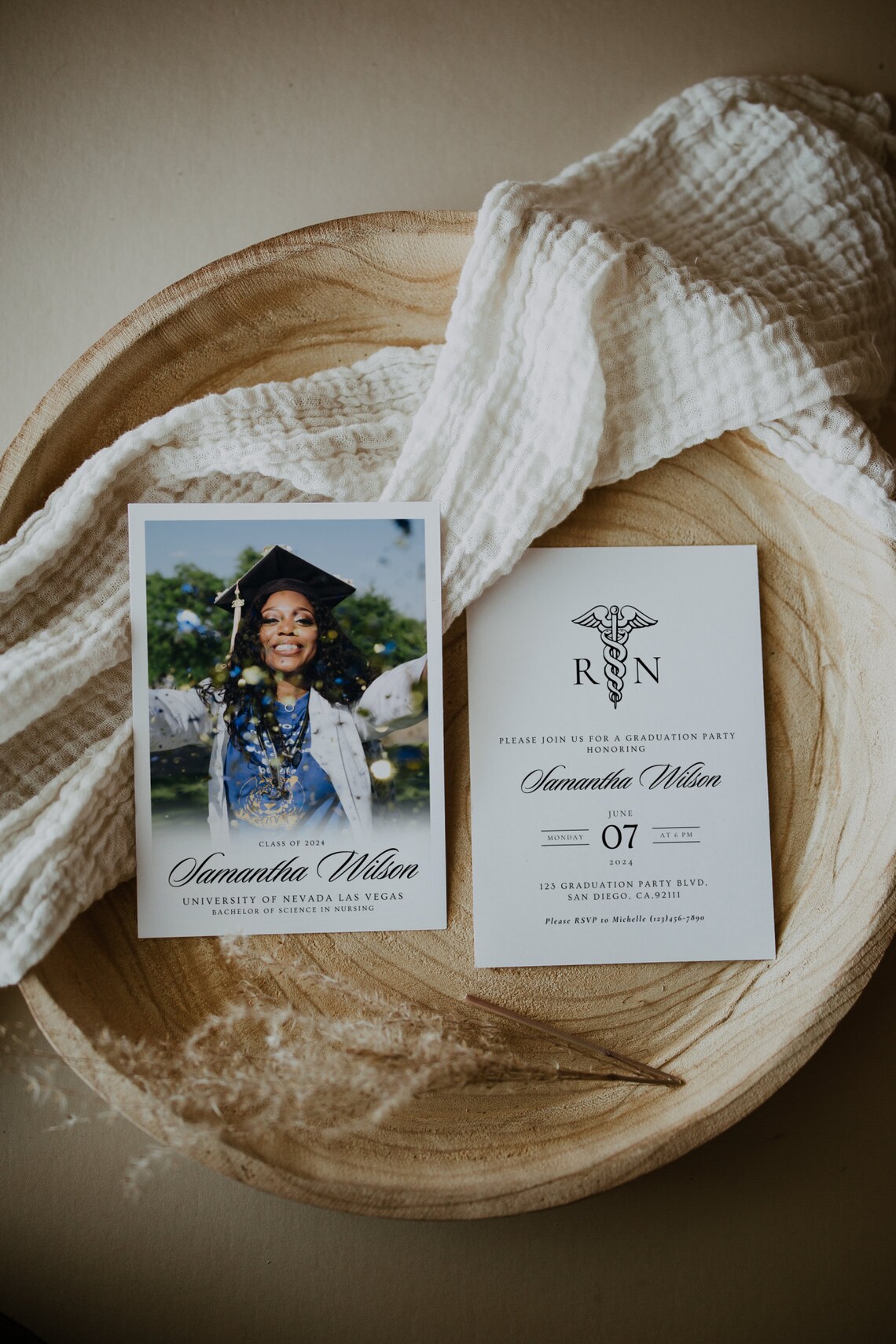 Minimalist Nursing Graduation Announcement Card, BSN RN Nurse Grad ...