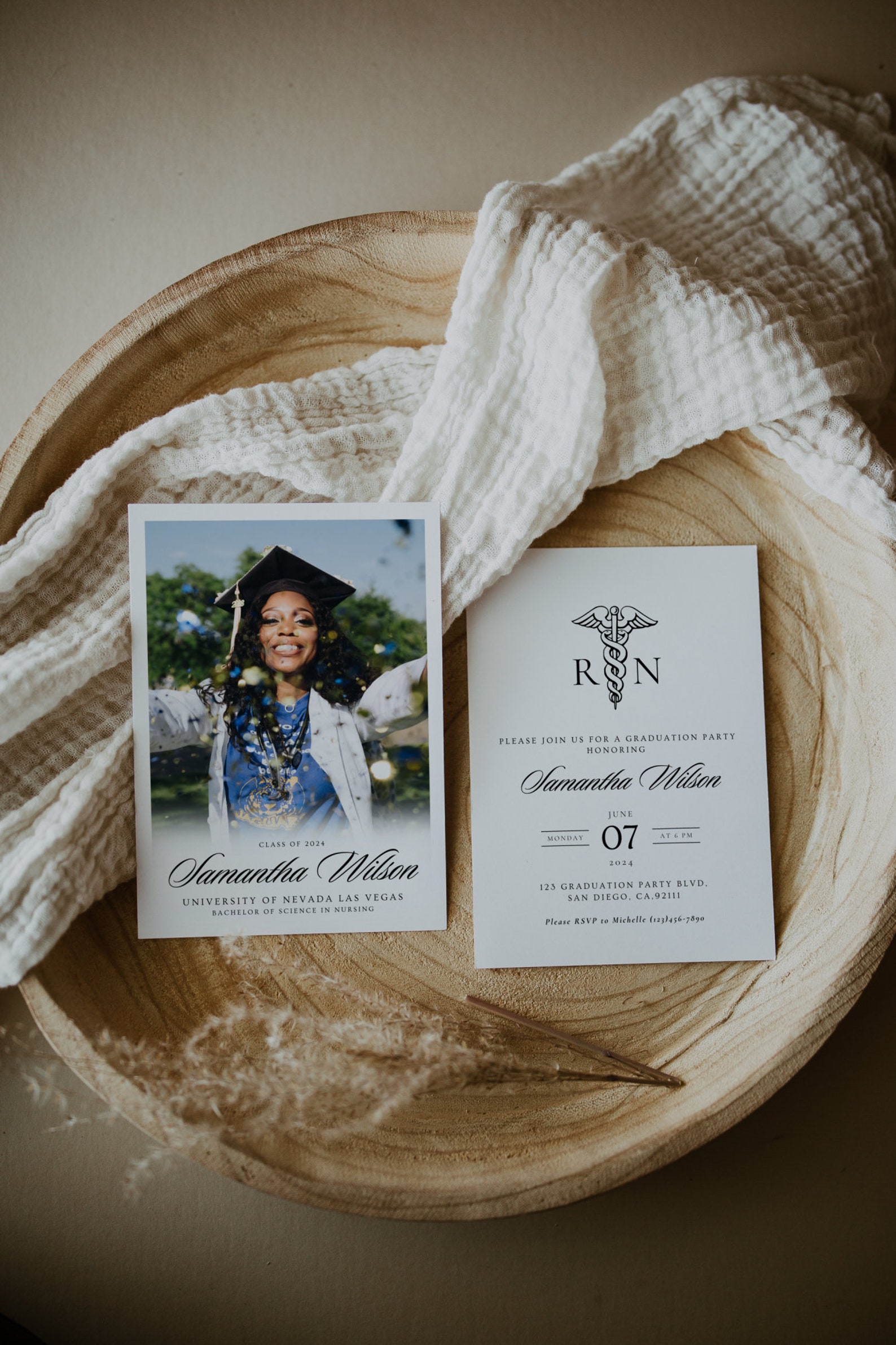 Minimalist Nursing Graduation Announcement Card BSN RN Nurse - Etsy