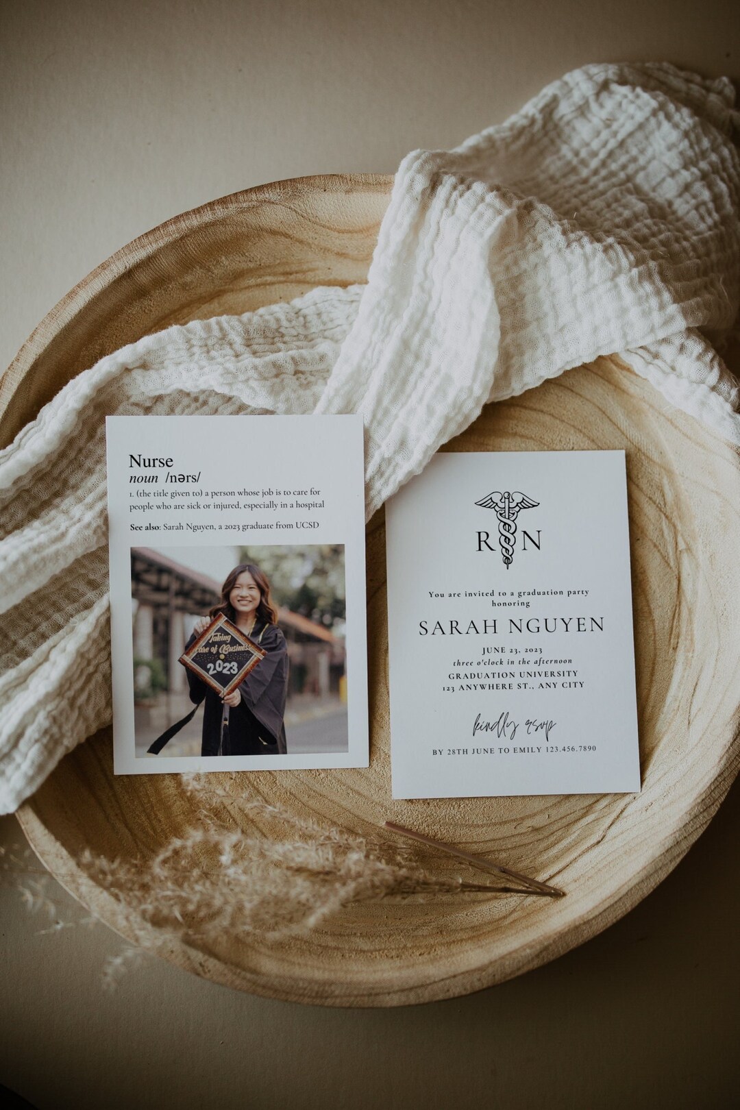 Nurse Graduation Party Invitation Template, Minimalist RN Graduate ...