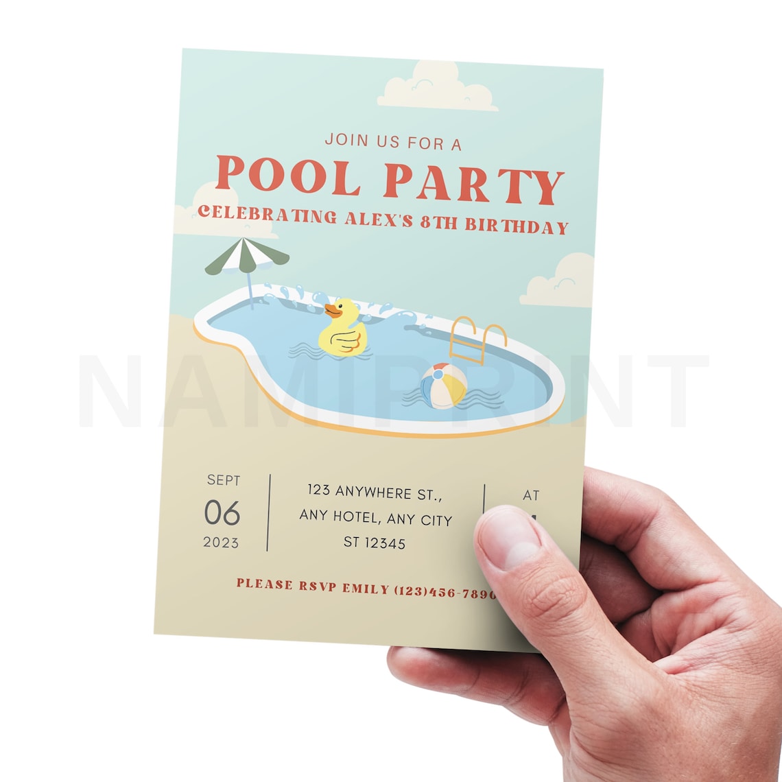 Retro Pool Party Invitation Template Birthday Summer Kids - Etsy