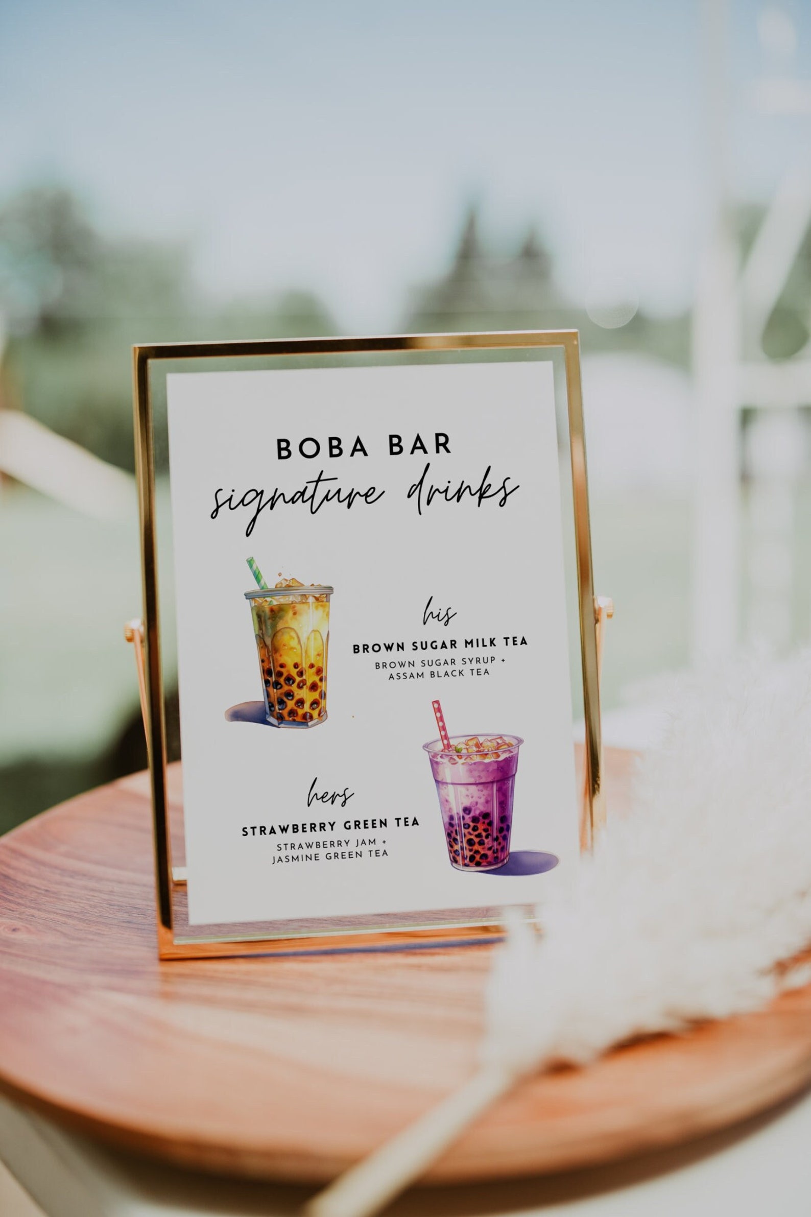 Boba Bar Wedding Sign Signature Drink Sign Milk Tea Bar Menu - Etsy