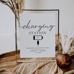 Charging Station Sign Template, Editable Phone Charging Sign, Power Bar ...