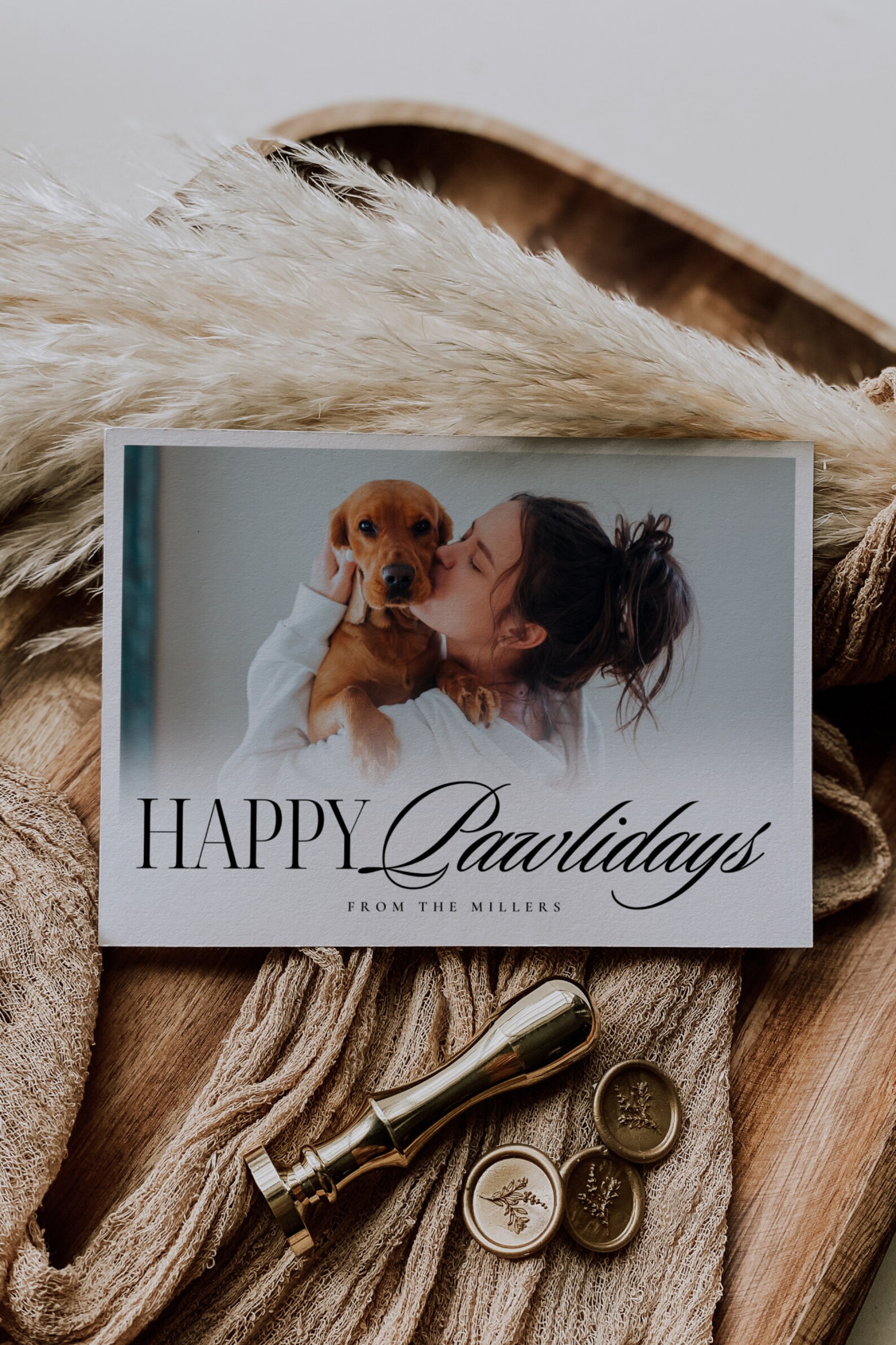 Pet Christmas Card Template, Editable Dog Xmas Card, Printable Holiday ...