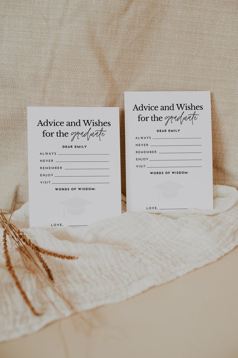 Advice and Wishes Template, Printable Modern Graduation Party Words of ...