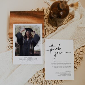 Graduation Party Thank You Card, Modern Thank You Note, Editable ...
