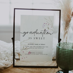 Wildflower Graduation Candy Bar Sign Template, Graduation is Sweet Sign ...