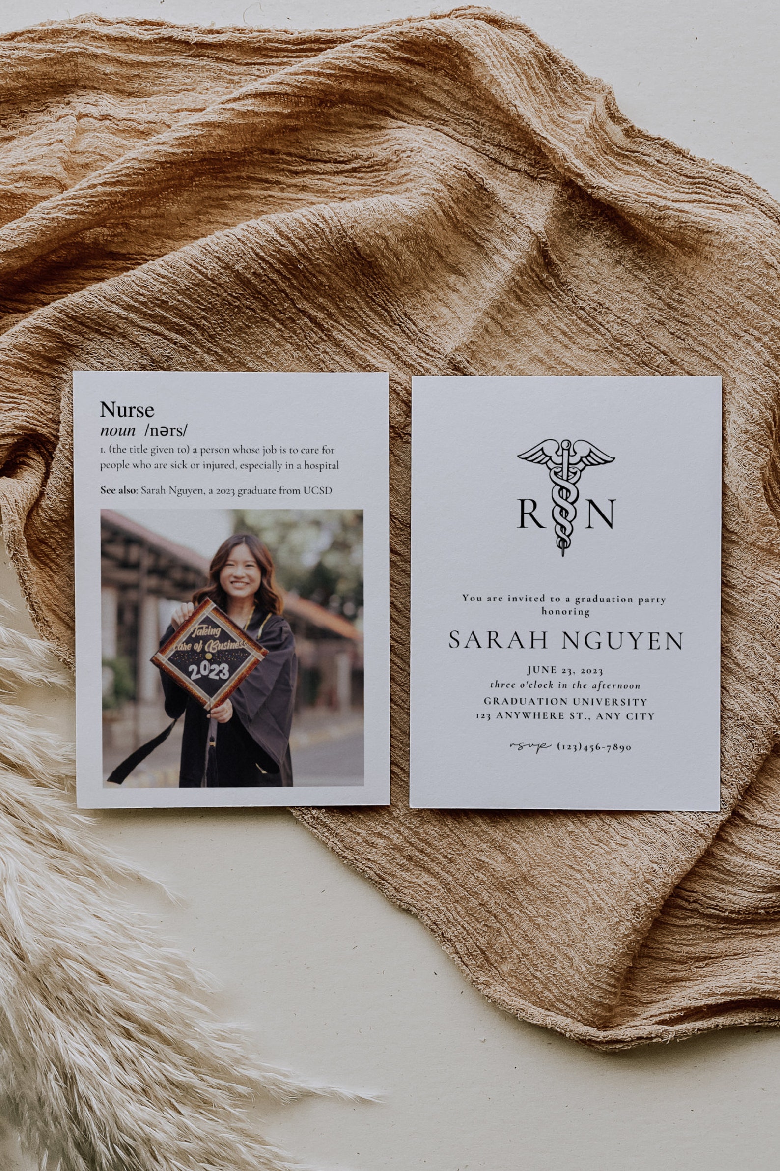 Nurse Graduation Party Invitation Template, Minimalist RN Graduate ...