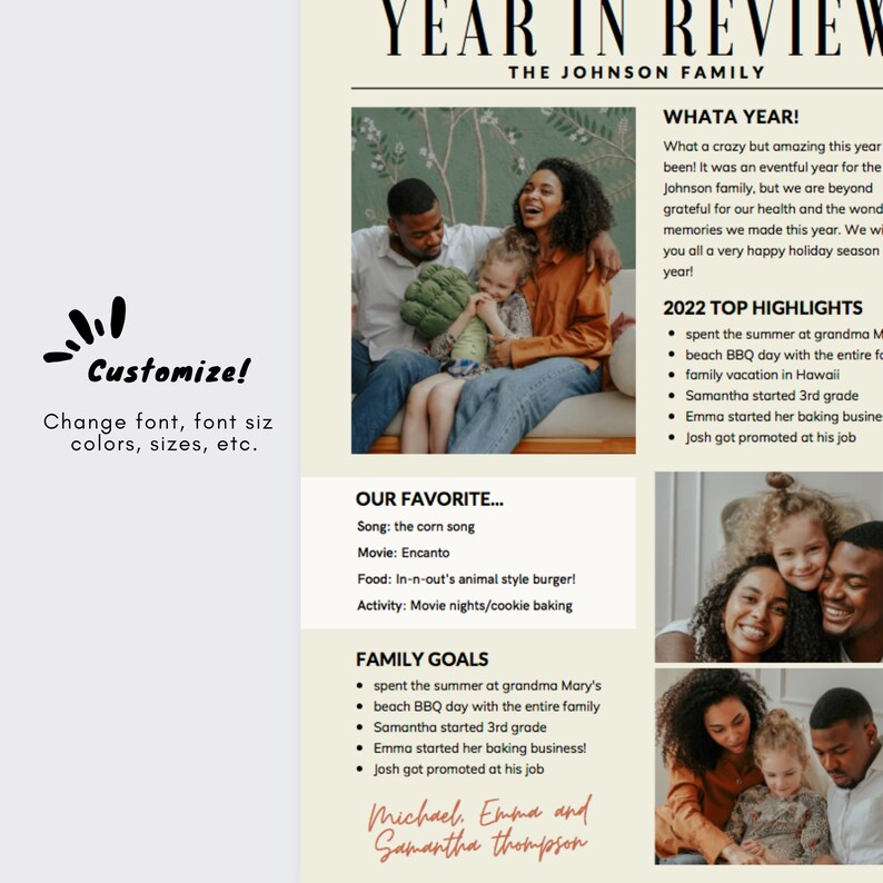 Modern Magazine 2022 Editable Year in Review Template - Etsy