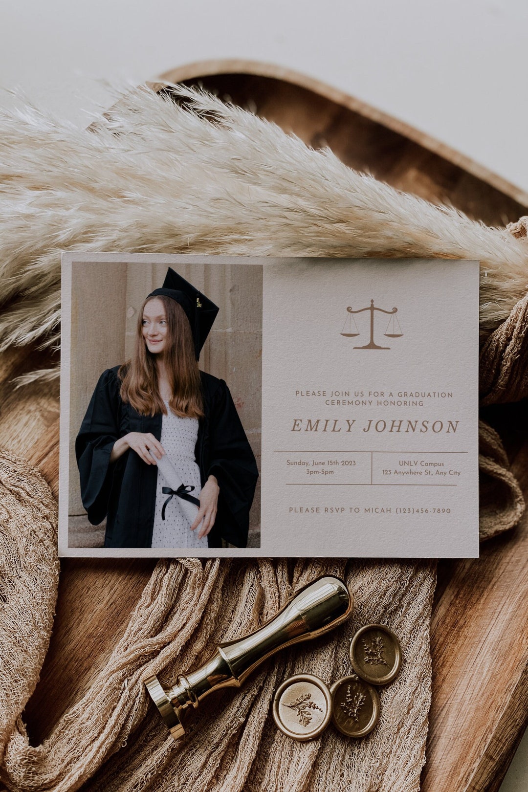 Law School Graduation Announcement Card Template, Law Student ...