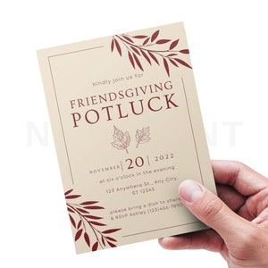 Minimal Friendsgiving Potluck Party Invitation Template, Thanksgiving ...