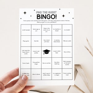 Retro Graduation Party Game, Find the Guest Bingo Game, Modern 2023 Fun ...
