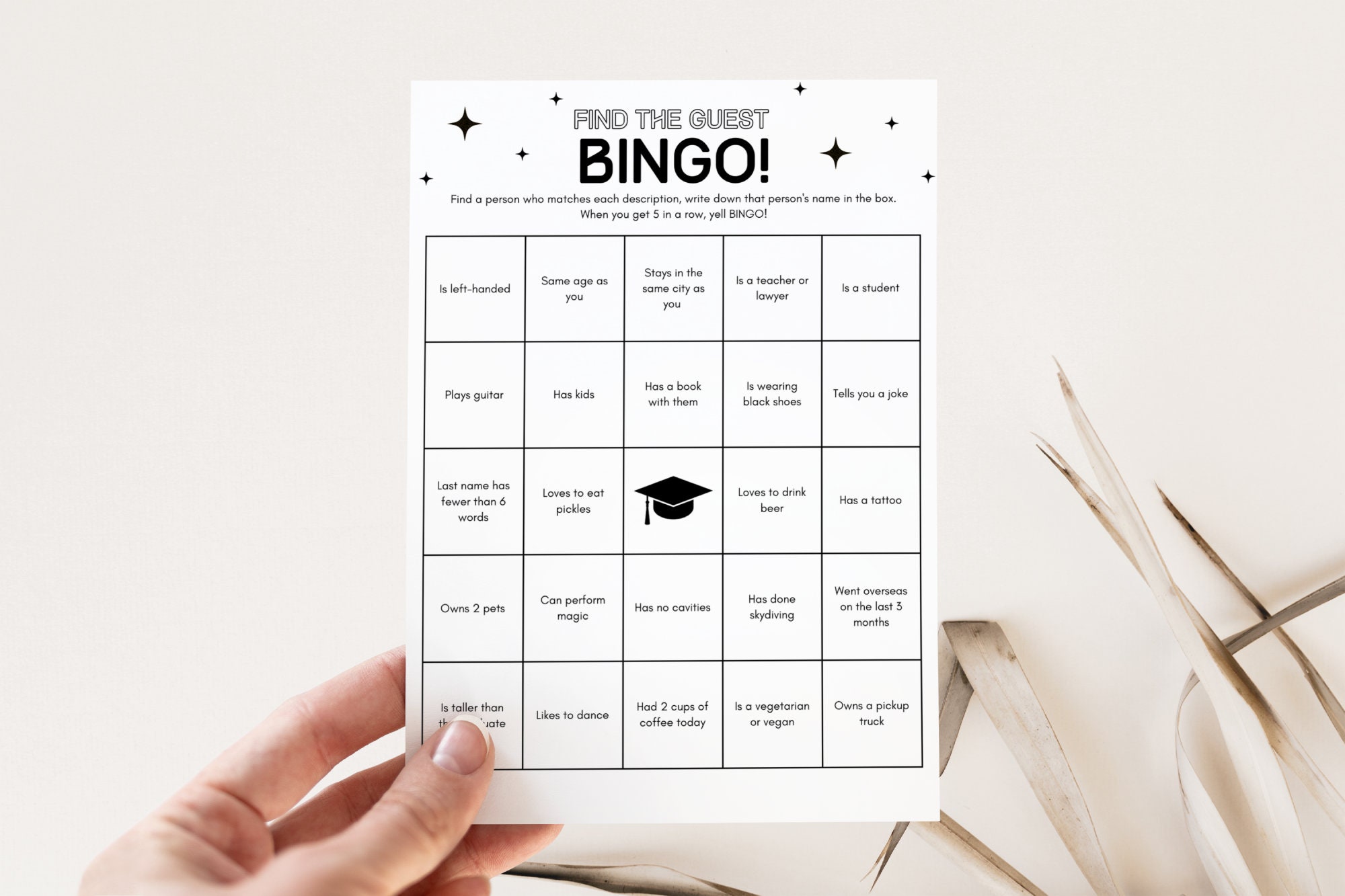 Retro Graduation Party Game, Find the Guest Bingo Game, Modern 2023 Fun ...