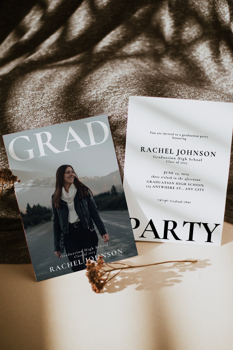 Modern Graduation Announcement Editable Graduation Party - Etsy