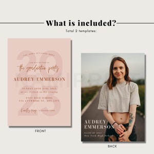 Modern Pink Class of 2023 Graduation Announcement Card, Graduation ...