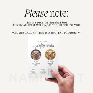 Pet Signature Cocktails Sign Template, Editable Wedding Bar Menu ...