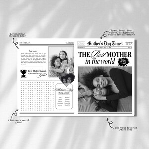 Newspaper Mother's Day Bouquet Wrap, Editable Newsletter Canva Template ...