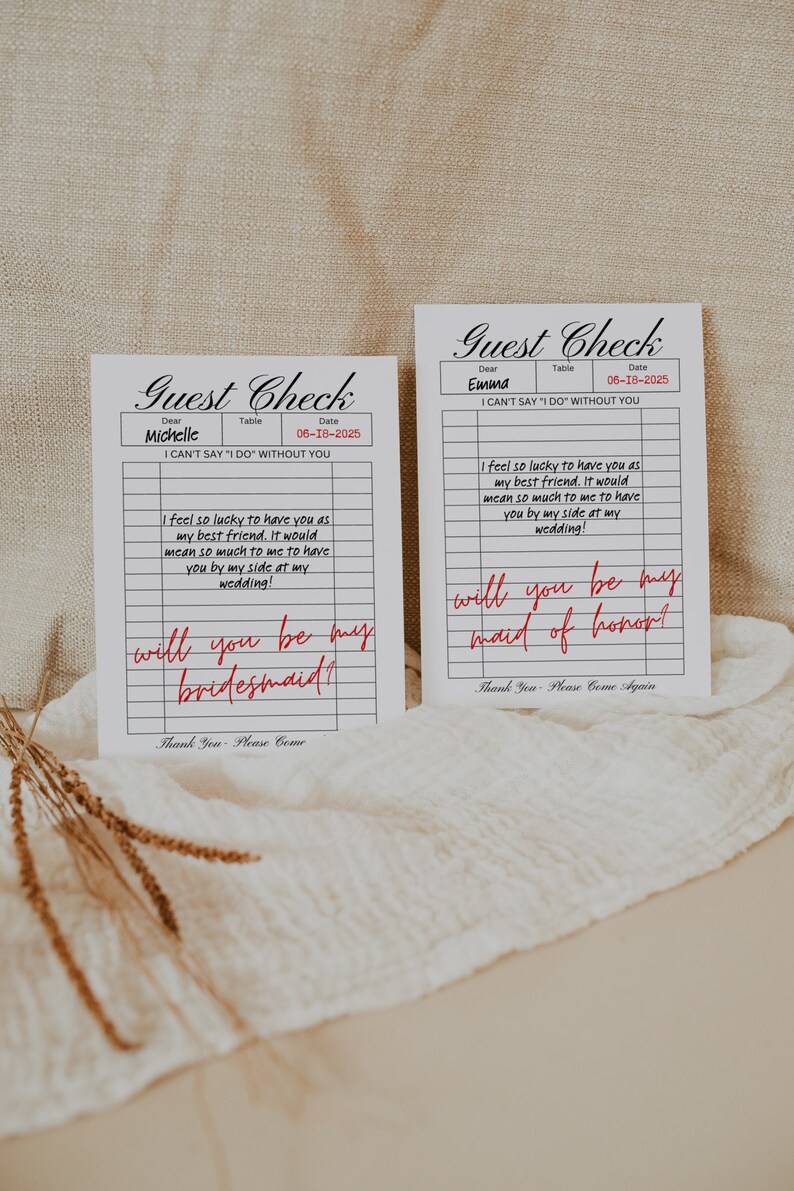 Retro Guest Check Bridesmaid Proposal Template Trendy Guest - Etsy