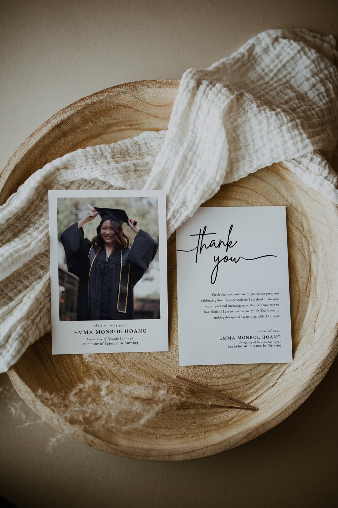 Graduation Party Thank You Card, Modern Thank You Note, Editable ...