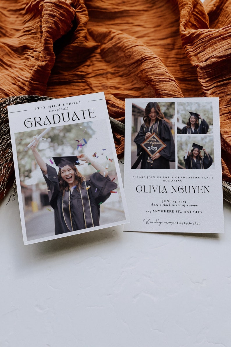 Modern Minimal Graduation Party Invitation Template - Etsy