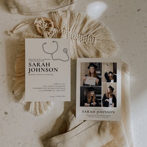 Digital Nurse Graduation Invitation Template, Minimalist RN Graduation ...