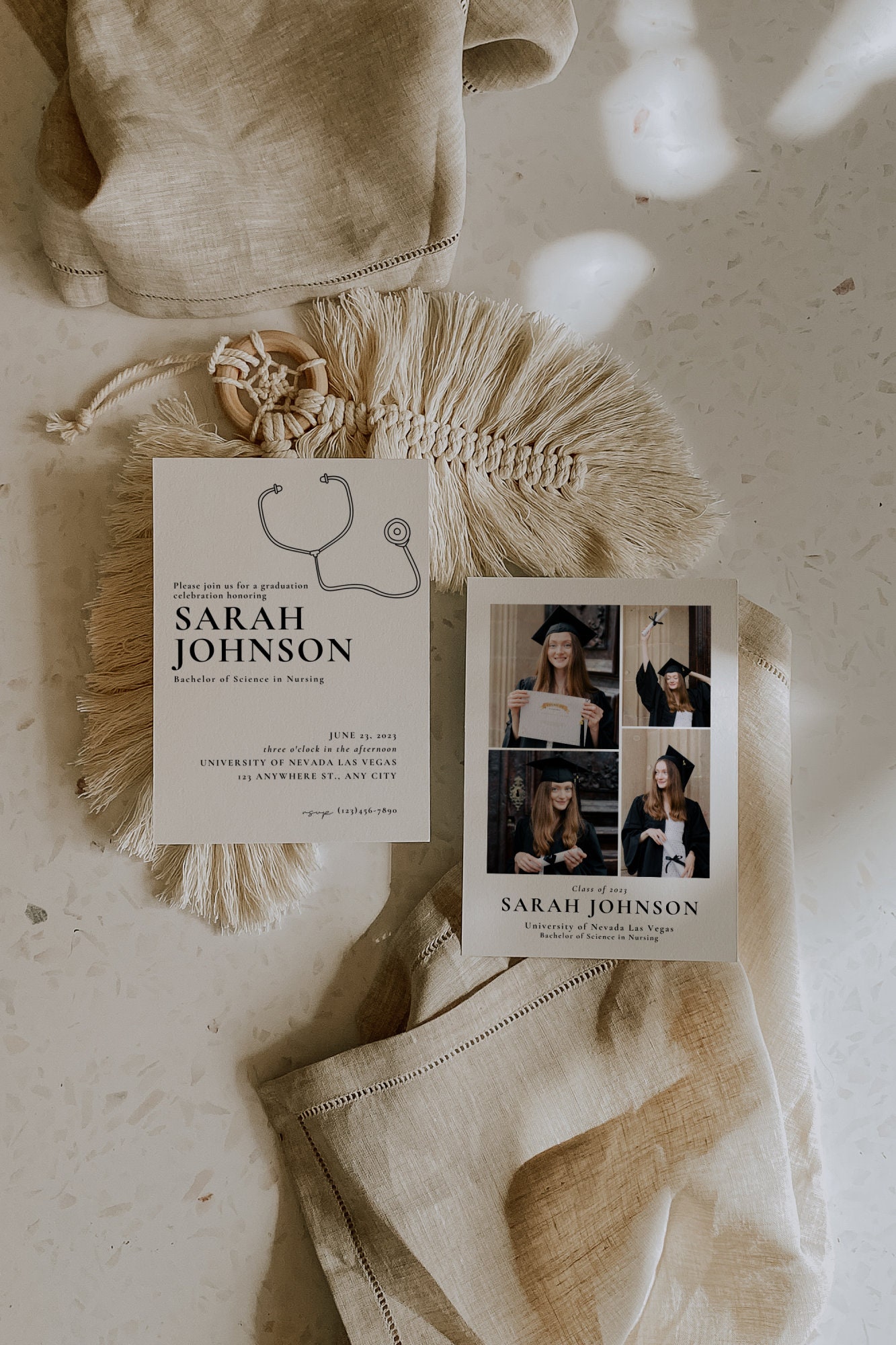 Digital Nurse Graduation Invitation Template, Minimalist RN Graduation ...