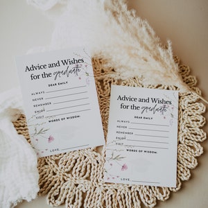 Wildflower Advice and Wishes Template, Editable Floral Grad Party Sign ...