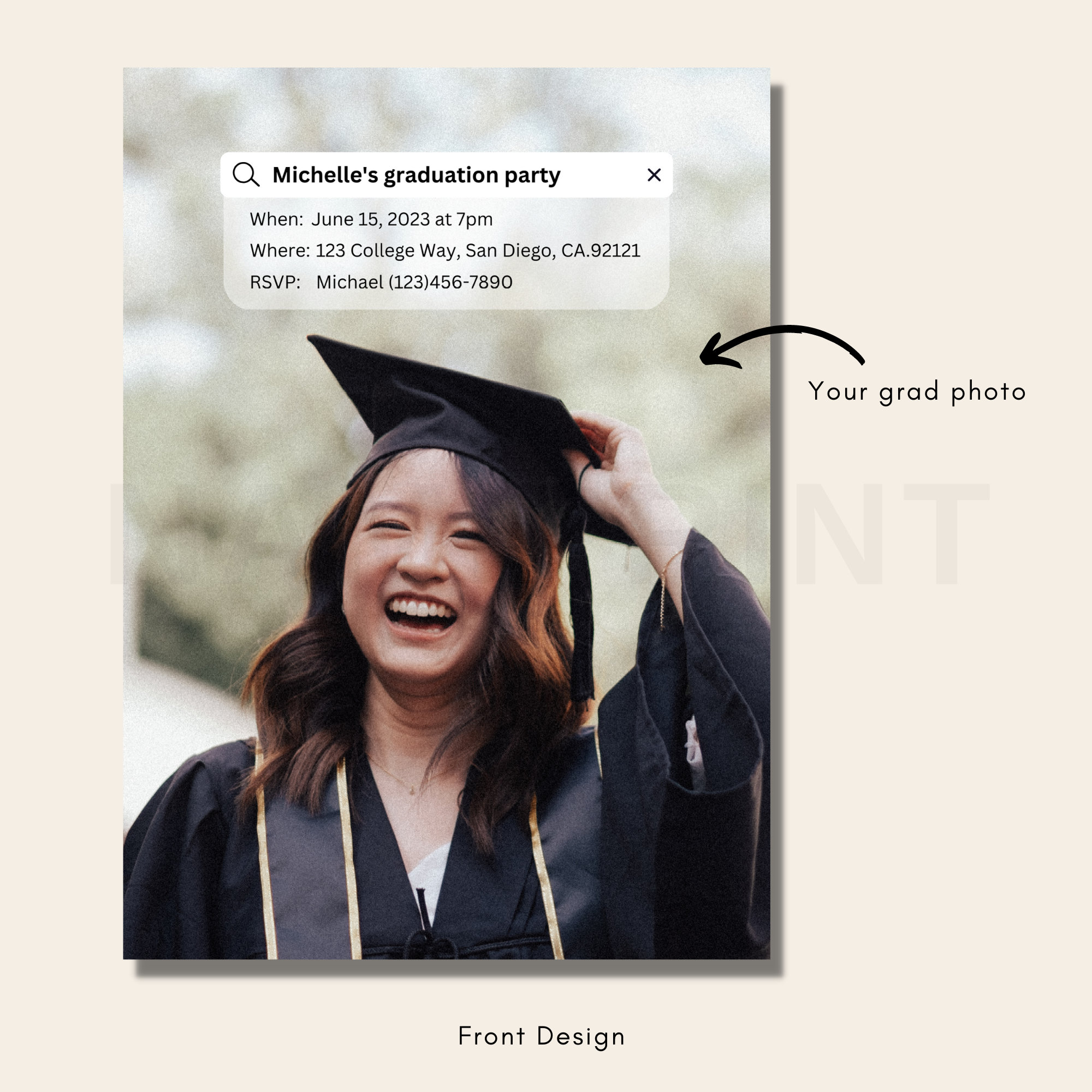 Modern Graduation Ceremony Invitation Card Template, Minimalist ...