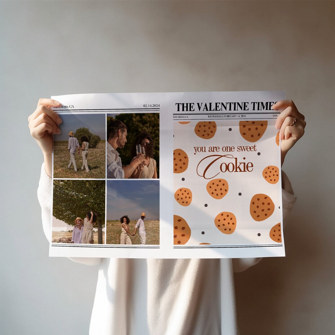 My Sweet Cookie Valentines Day Newspaper Flower Bouquet Wrap, Editable ...