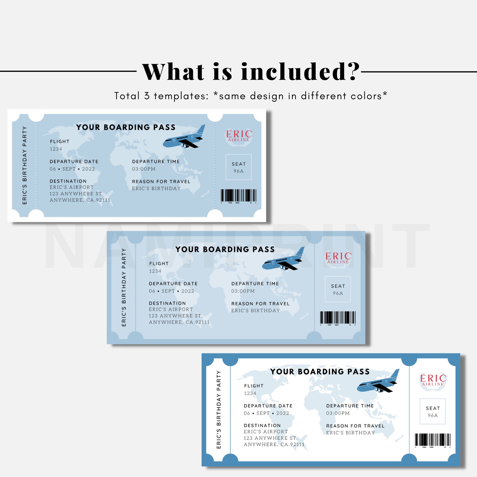 Airplane Boarding Pass Editable Template Airplane Aviation - Etsy