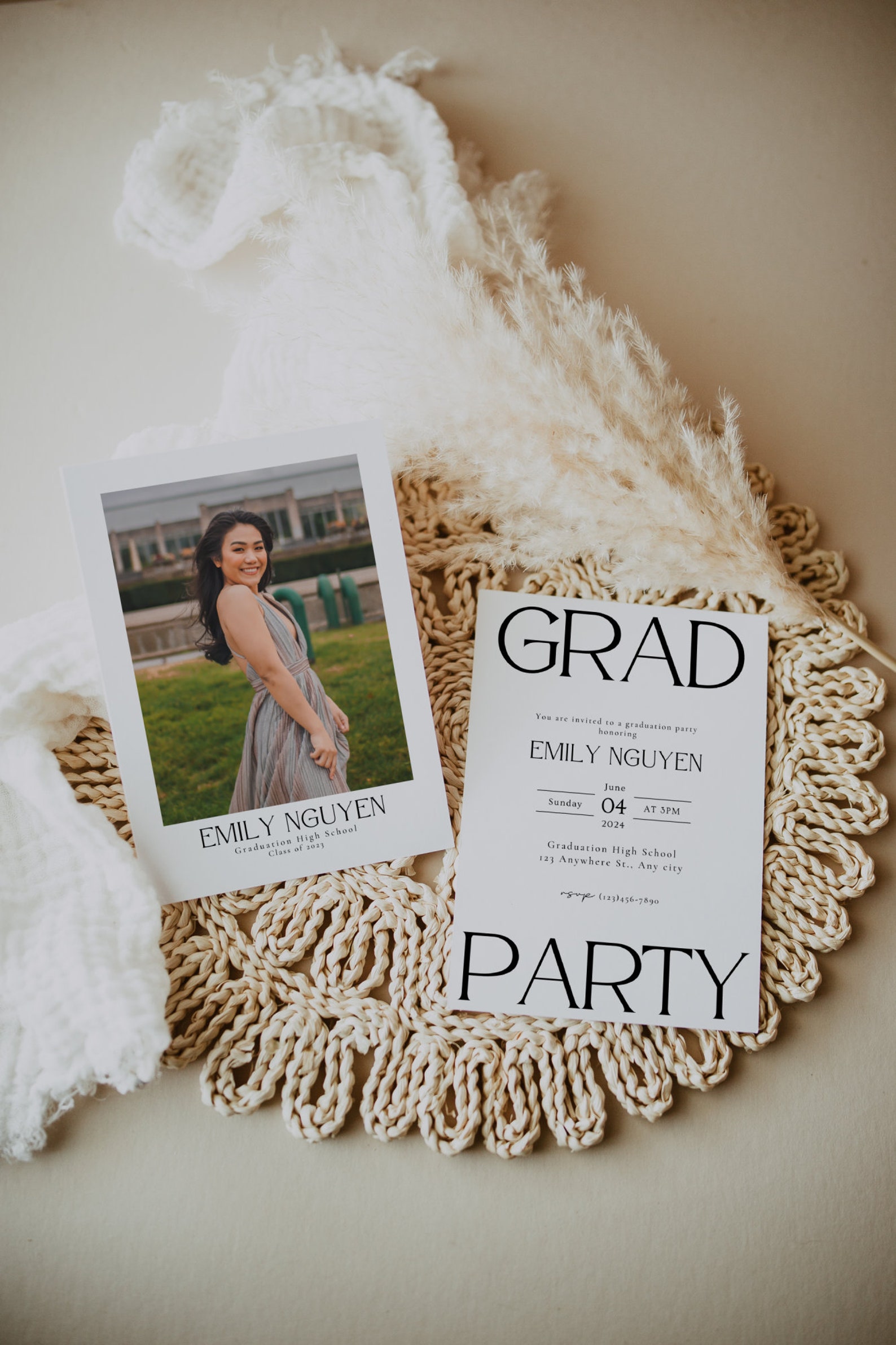 Modern Senior Graduation Announcement Card, Editable Graduation Party ...