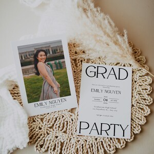 Modern Senior Graduation Announcement Card, Editable Graduation Party ...