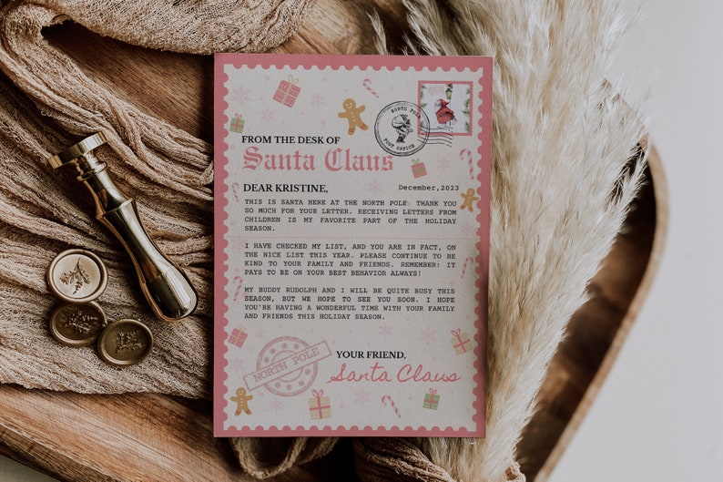 Official Letter From Santa, Pink Winter Wonderland, Printable North ...