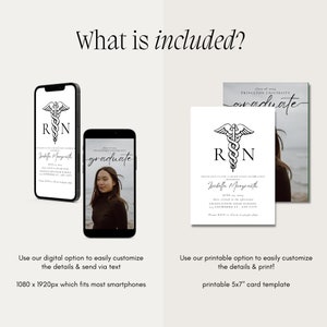 Nurse Graduation Digital Invitation Template, Minimalist RN Graduation ...