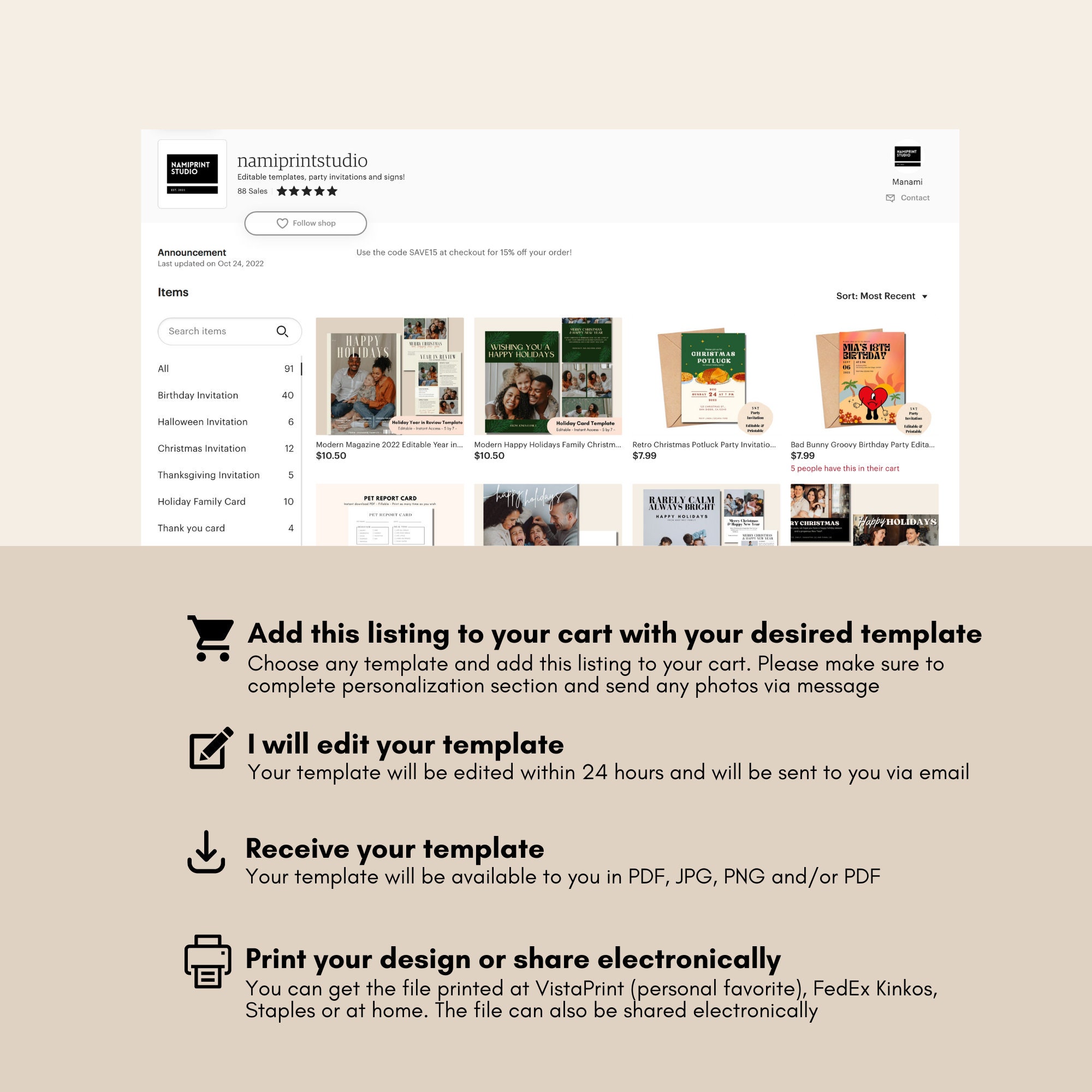 Add On Edit My Template - Etsy