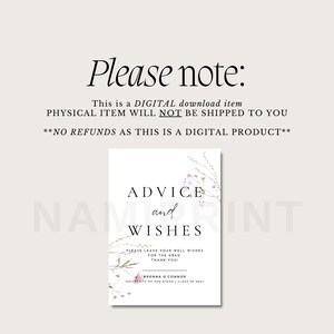 Wildflower Advice and Wishes Graduation Sign, Floral Grad Advice Sign ...