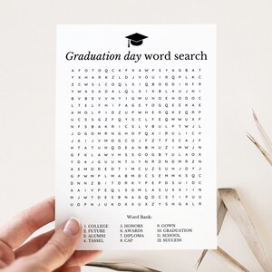 Modern Minimalist Graduation Word Search Game, Printable Graduation ...