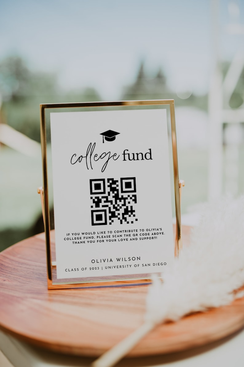 Minimalist College Fund QR Code Sign for 2023 Graduation - Etsy