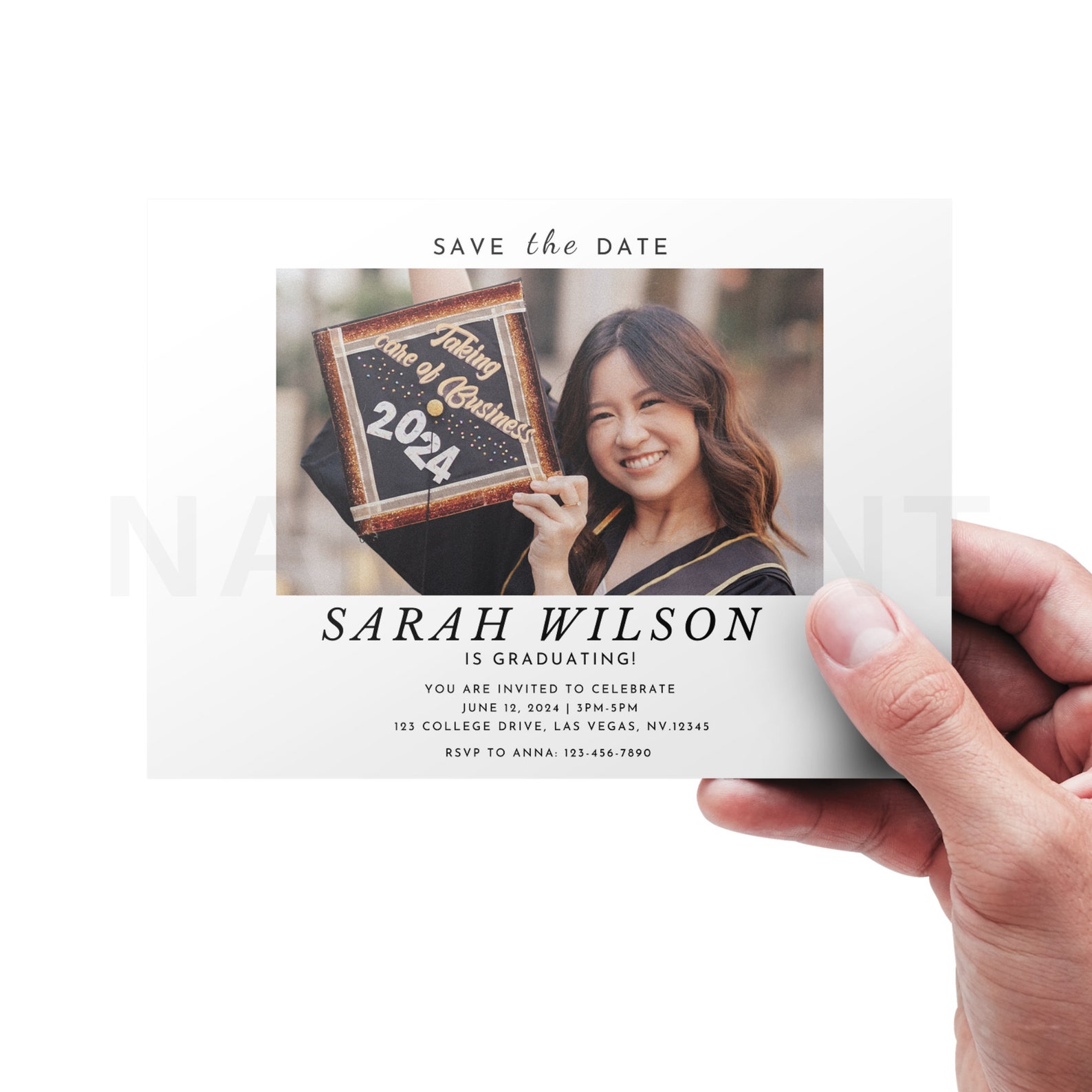 Modern Save the Date Graduation Photo Invitation Card, Graduation ...