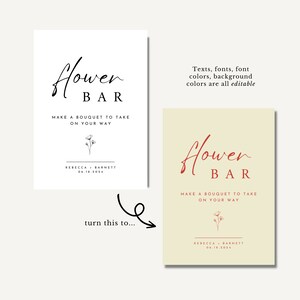Minimalist Flower Bar Sign Template, Make Your Own Flower Bouquet Bar ...
