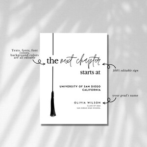 The Next Chapter Begins at Sign Template, Editable Graduation Table ...