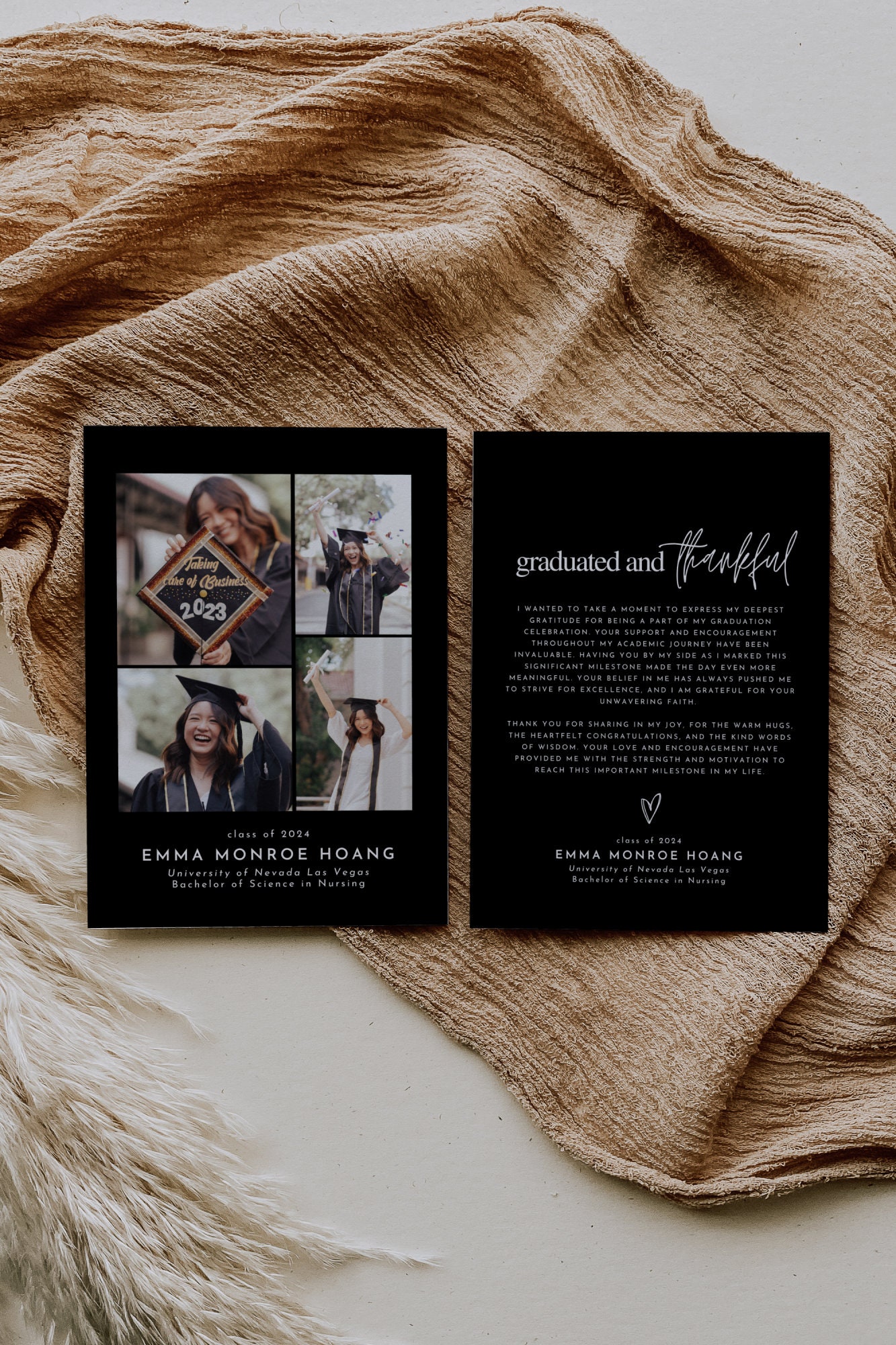 Graduation Party Thank You Card, Modern Thank You Note, Editable ...