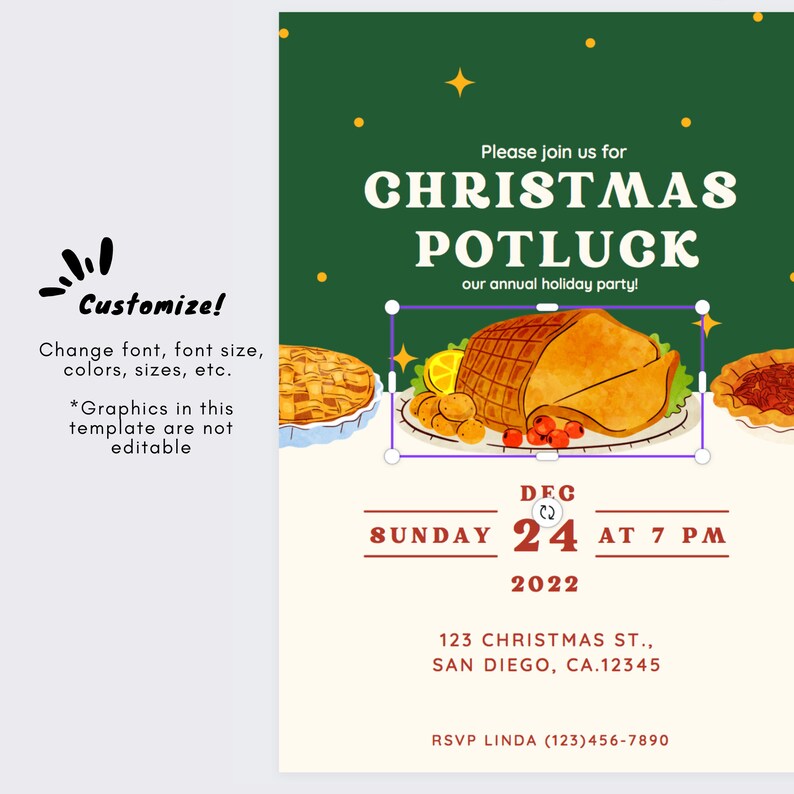 Retro Christmas Potluck Party Invitation Template Family - Etsy