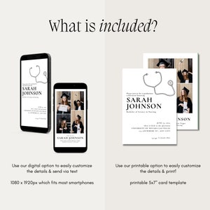 Digital Nurse Graduation Invitation Template, Minimalist RN Graduation ...